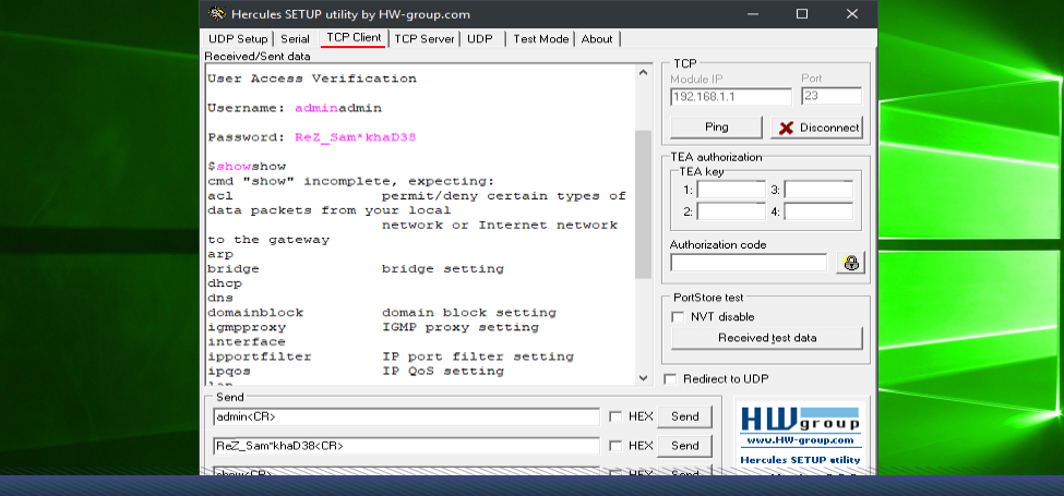 نرم افزار Hercules، ترمینال پورت سریال، TCP IP و UDP IP - یوبرد