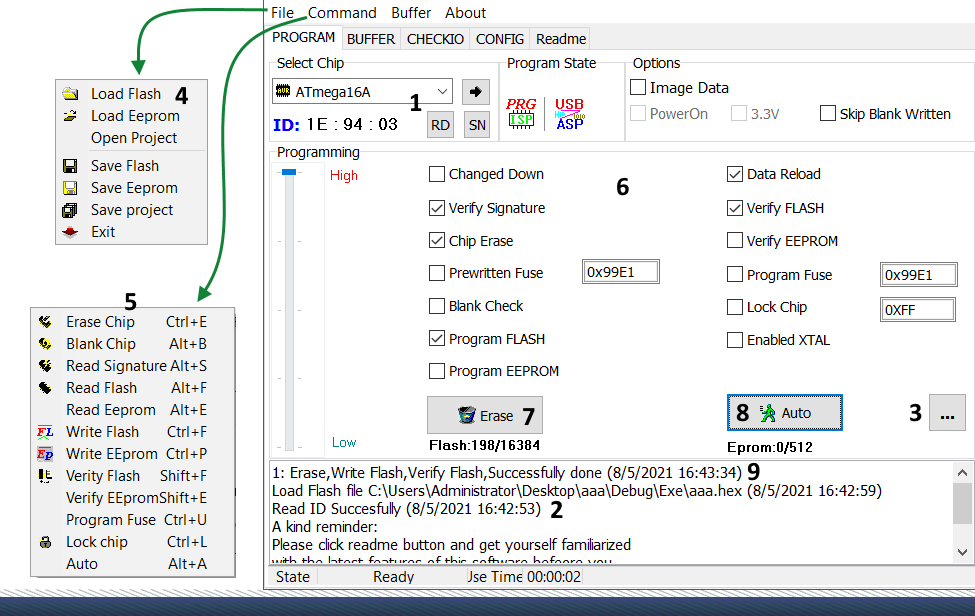 کار با نرم افزار ProgISP، نرم افزار پروگرامر USBasp - یوبرد