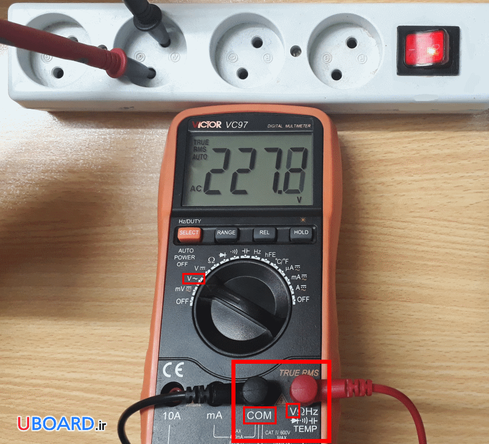 تصویر 2 اندازه گیری ولتاژ Ac با مولتی متر دیجیتال رنج اتوماتیک
